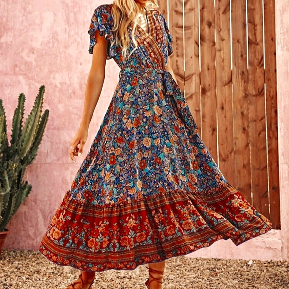 SHEIN | Dresses | Bali Goddess Floral Boho Maxi Dress | Poshmark